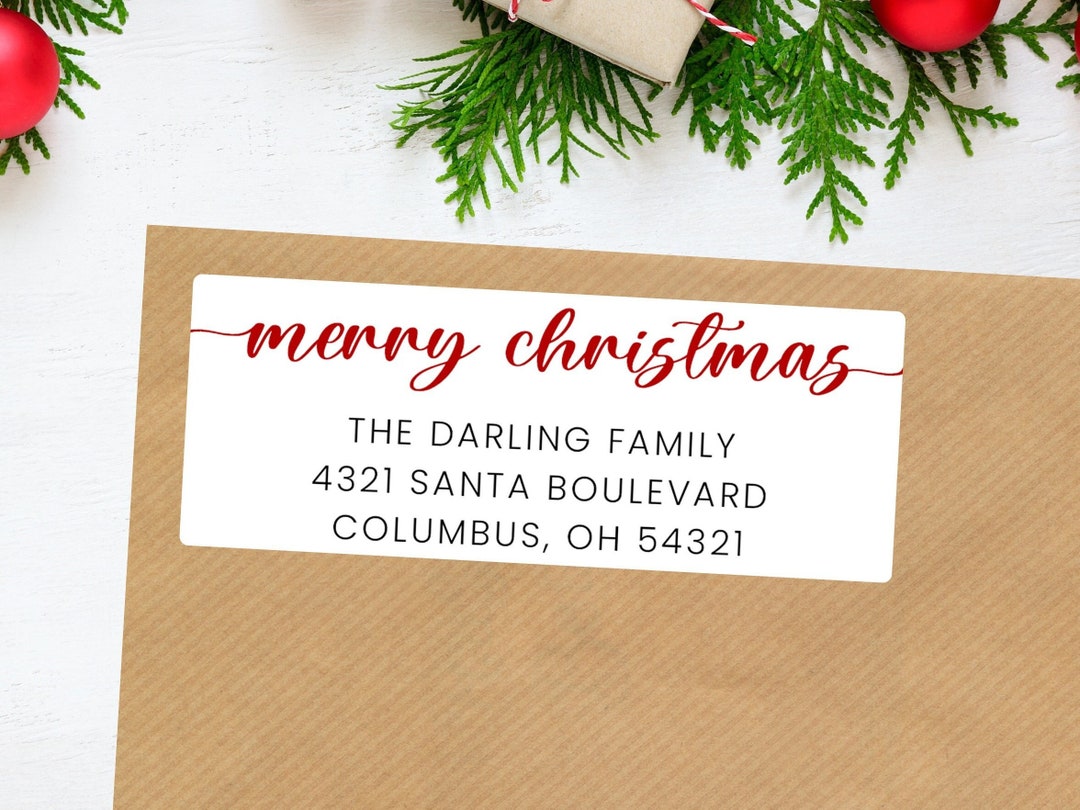 30 Christmas Return Address Labels, Custom Christmas Address Label ...
