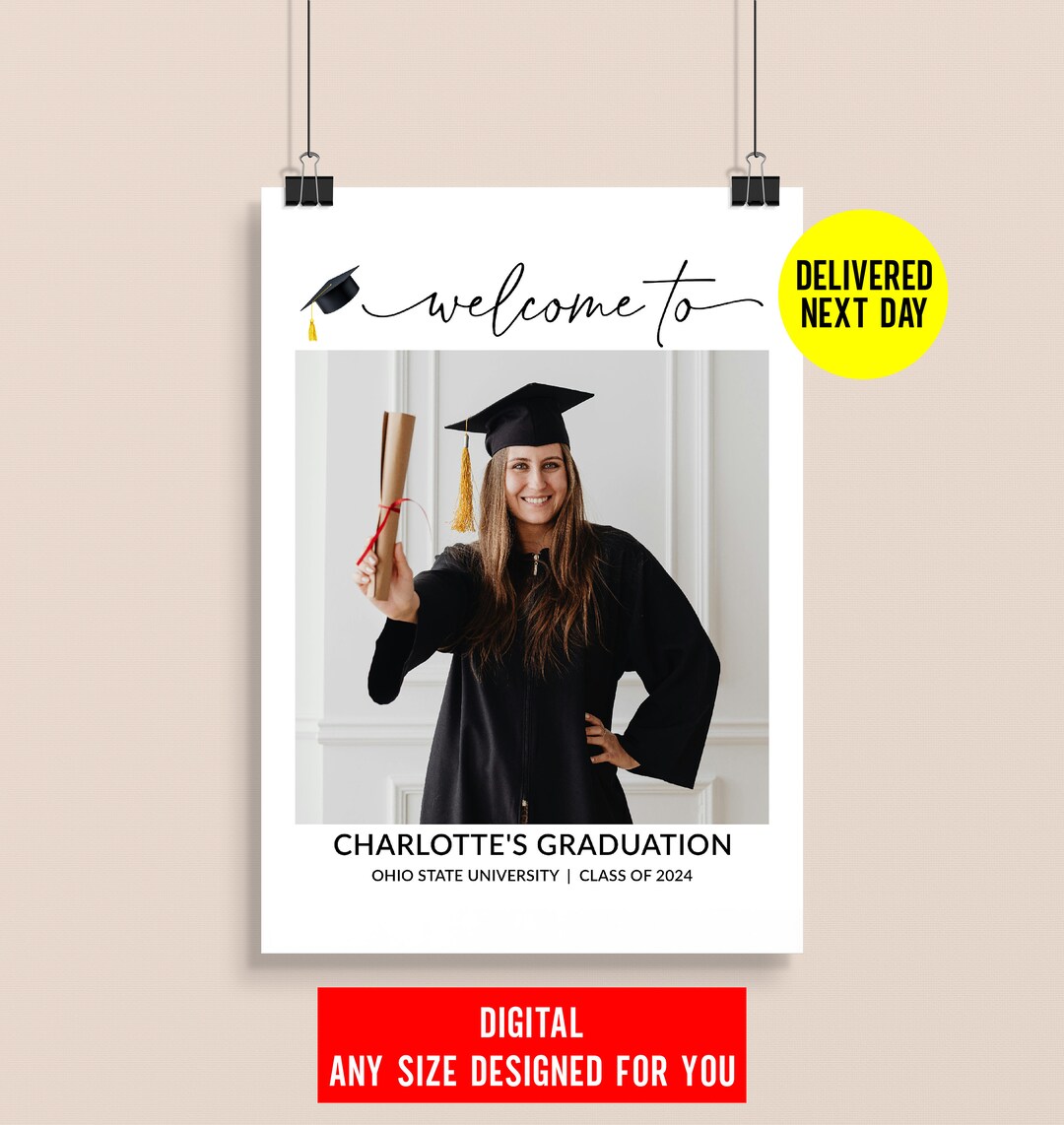 Modern Graduation Photo Welcome Sign, Photo Graduation Welcome Poster ...