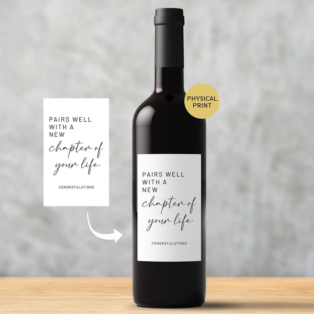 Pairs Well With A New Chapter of Your Life Wine Labels, Fresh Start ...
