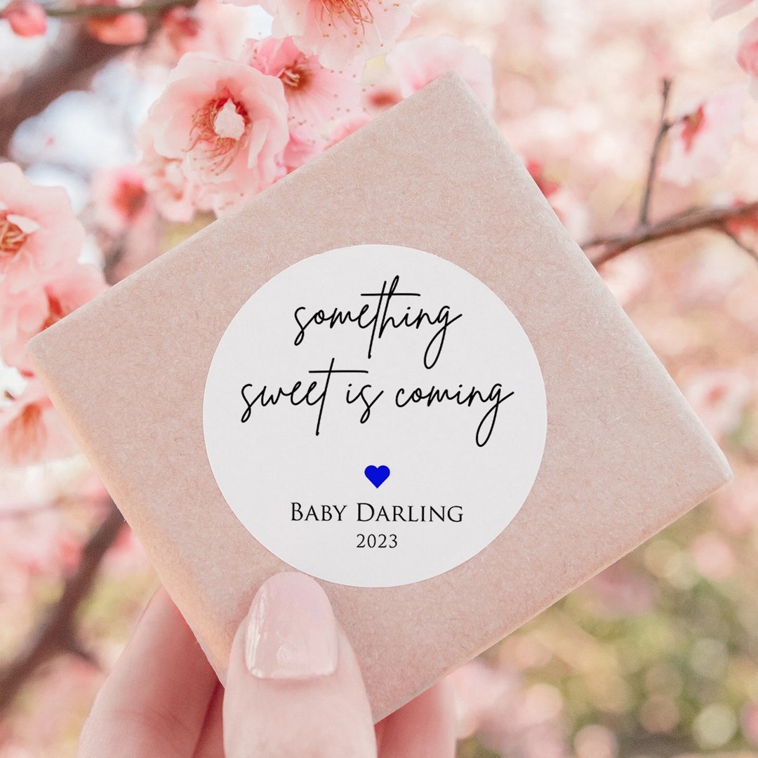Something Sweet is Coming Stickers, Baby Shower Favor Gift, Minimalist ...