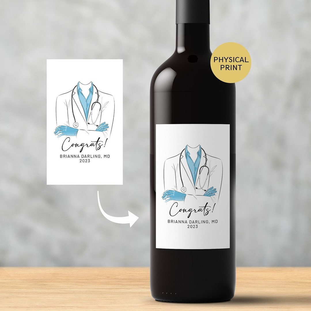 Female Doctor Medical School Graduation Wine Label, Champagne Label ...