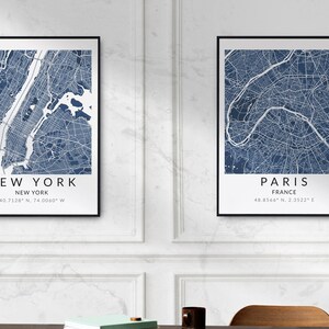 Custom Map Set of 2 Any City Map, Any City Map, Custom Map Poster ...
