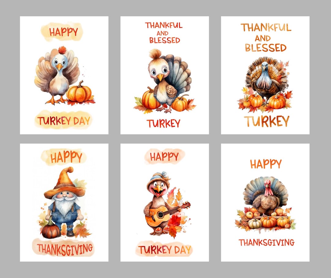Thanksgiving Card Set, Thankful Cards, Set of 6, Greeting Cards ...