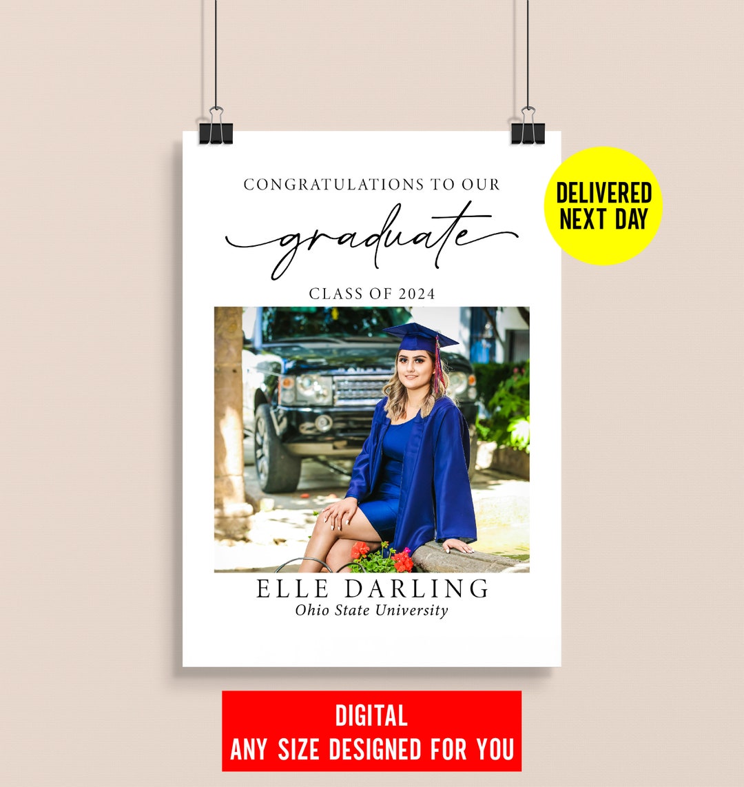 Modern Calligraphy Photo Graduation Banner, Photo Graduation Welcome ...