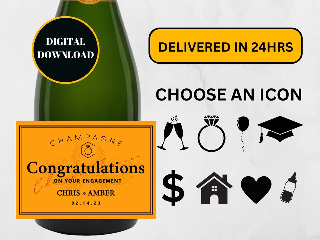 Custom Champagne Label, Personalized Champagne Bottle Label for ...