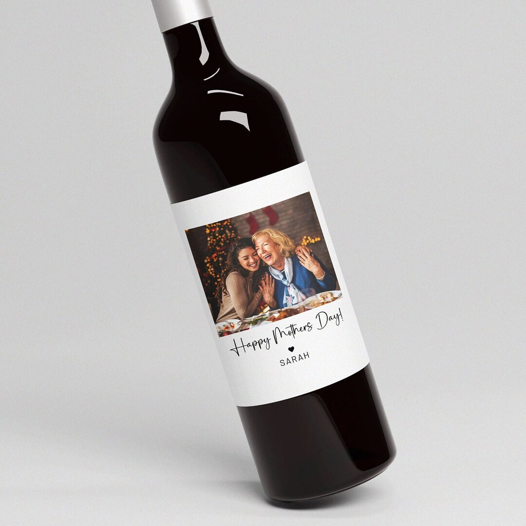 Happy Mothers Day Wine Labels, Custom Picture Wine Labels, Gift for Mom ...