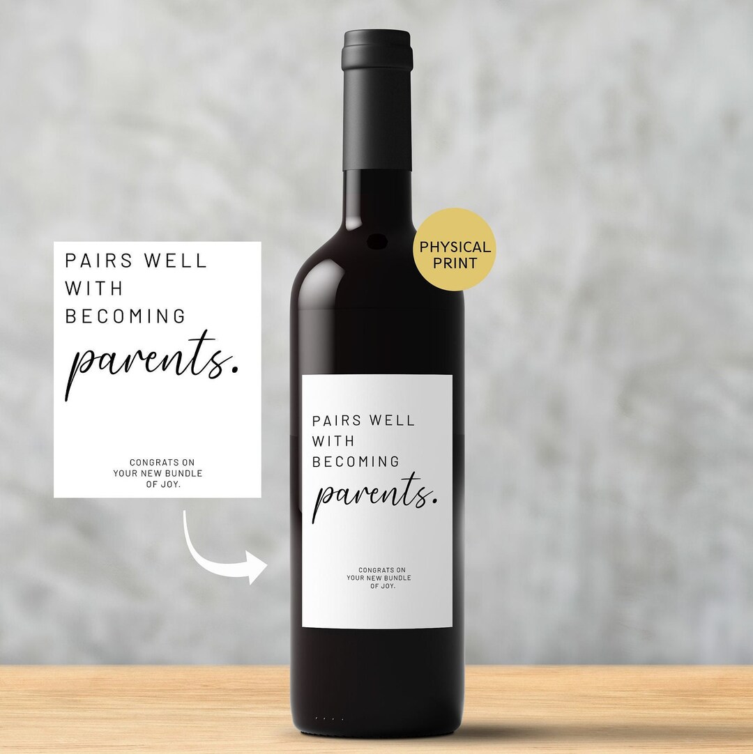PRINTED Wine Bottle Label, New Parent Gift, New Baby Gift, New Baby ...