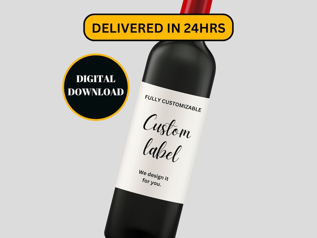 DIGITAL Custom Wine Bottle Label, Personalized Wine Label, Your Image ...