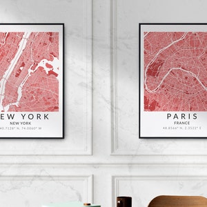 Custom Map Set of 2 Any City Map, Any City Map, Custom Map Poster ...