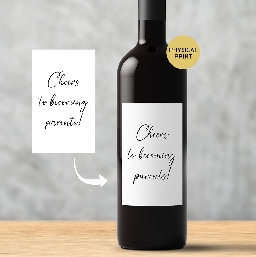Cheers to Becoming Parents Wine Label, New Parent Gift, New Baby Gift ...