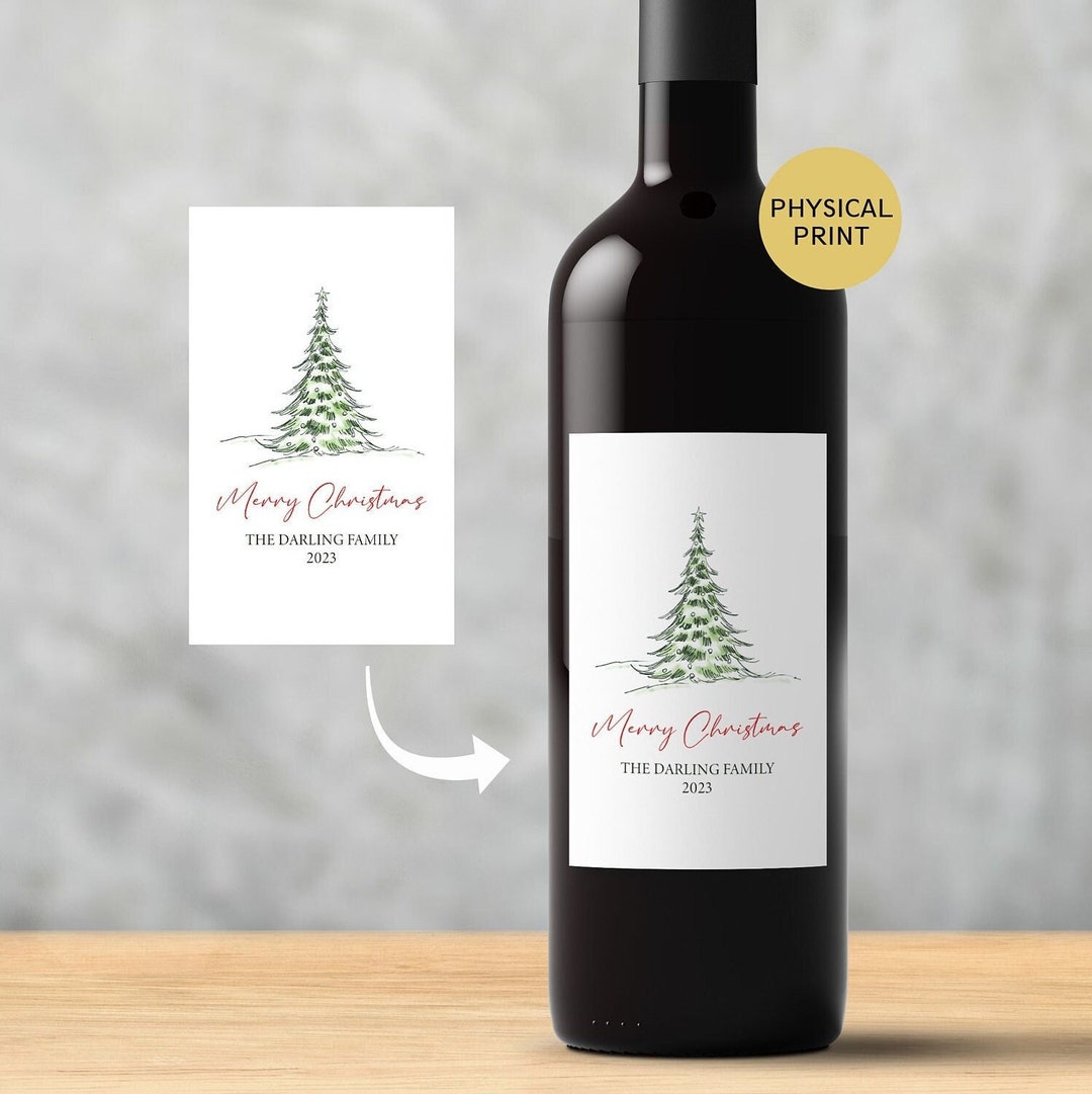 Merry Christmas Wine Label, Personalized Wine Label, Merry Christmas ...