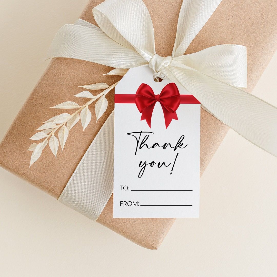 Red Bow Gift Tags for Party, Event, Personalized Thank You Tags, Tag ...