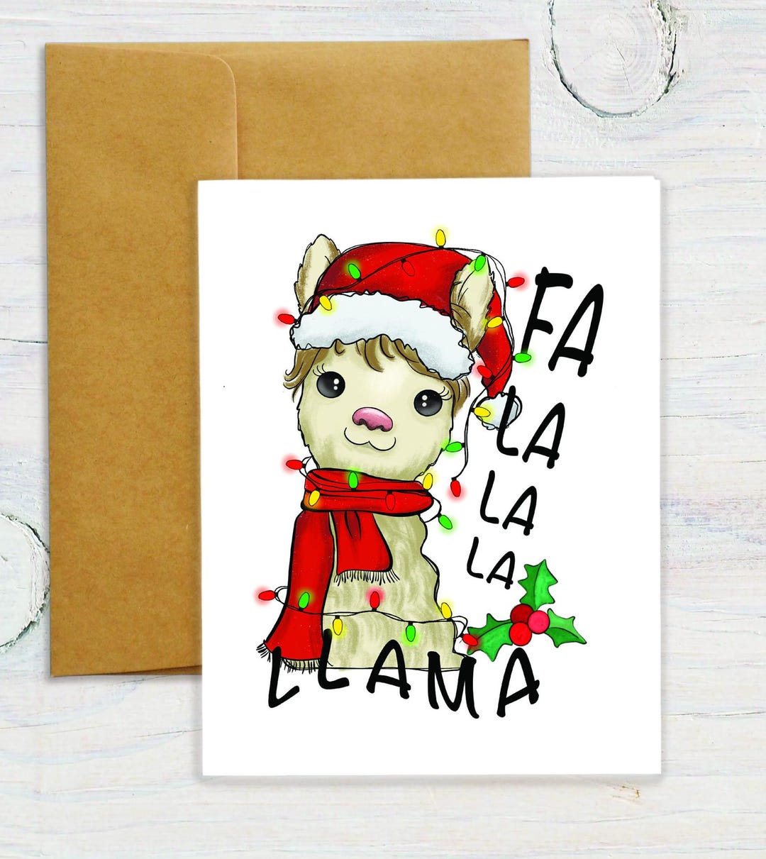 Fa La La La Llama Christmas Card, Funny Christmas Card, Holiday Card ...