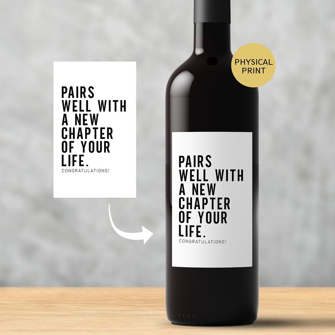 PRINTED New Chapter Wine Labels, Fresh Start, Wine Label, Gift for Her ...