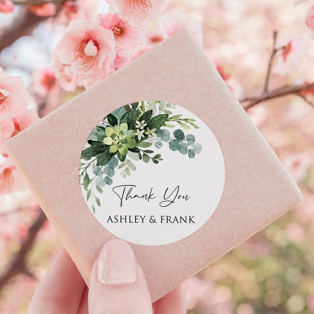 Elegant Wedding Thank You Sticker, Minimalist Sticker, Baby Shower ...