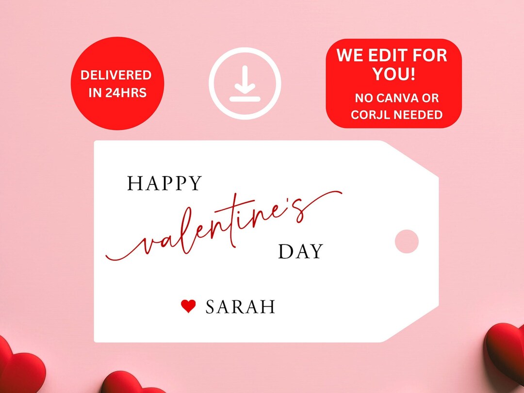 Editable Valentine's Day Printable Tag , Valentine's Day Hang Tag ...