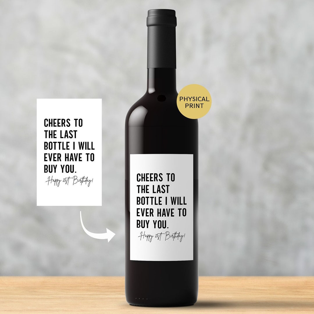 21st Birthday Wine Label, Personalized Birthday Label, Birthday Gift ...