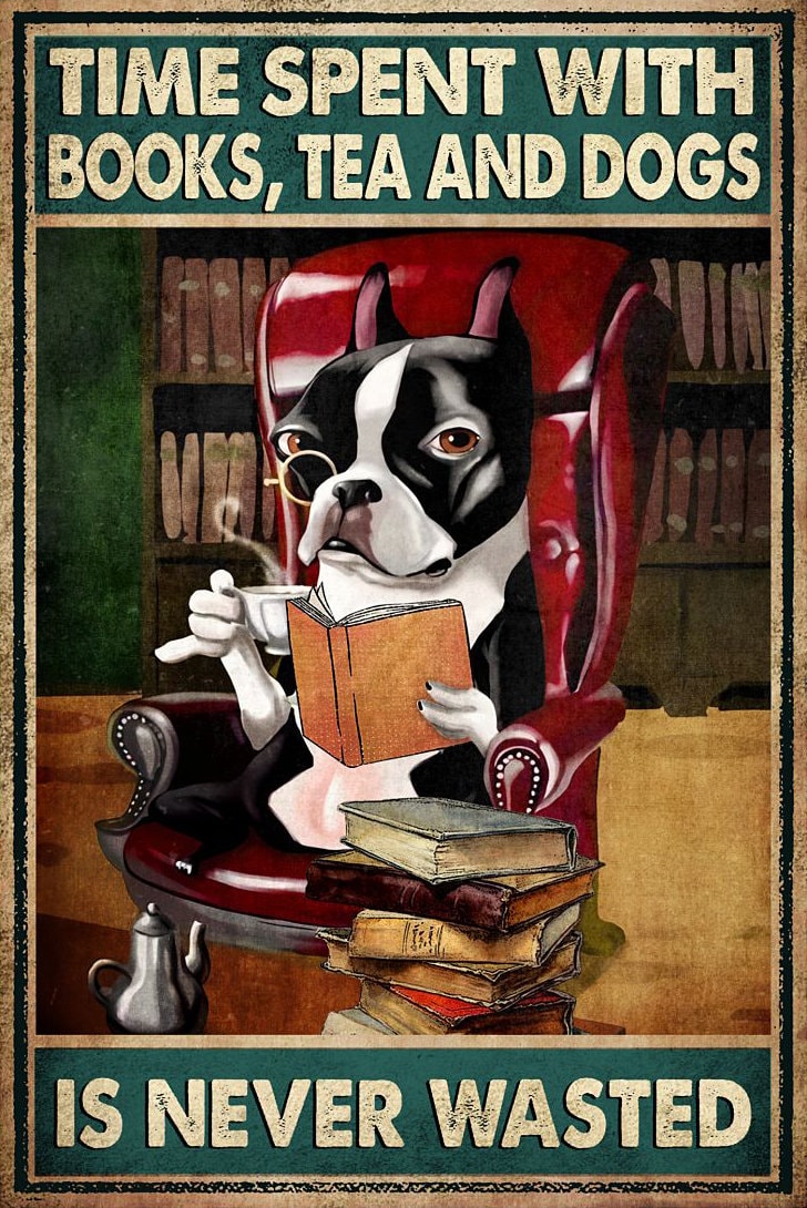 Vintage Time Spent With Books Tee and Dogs is Never Wasted - Etsy
