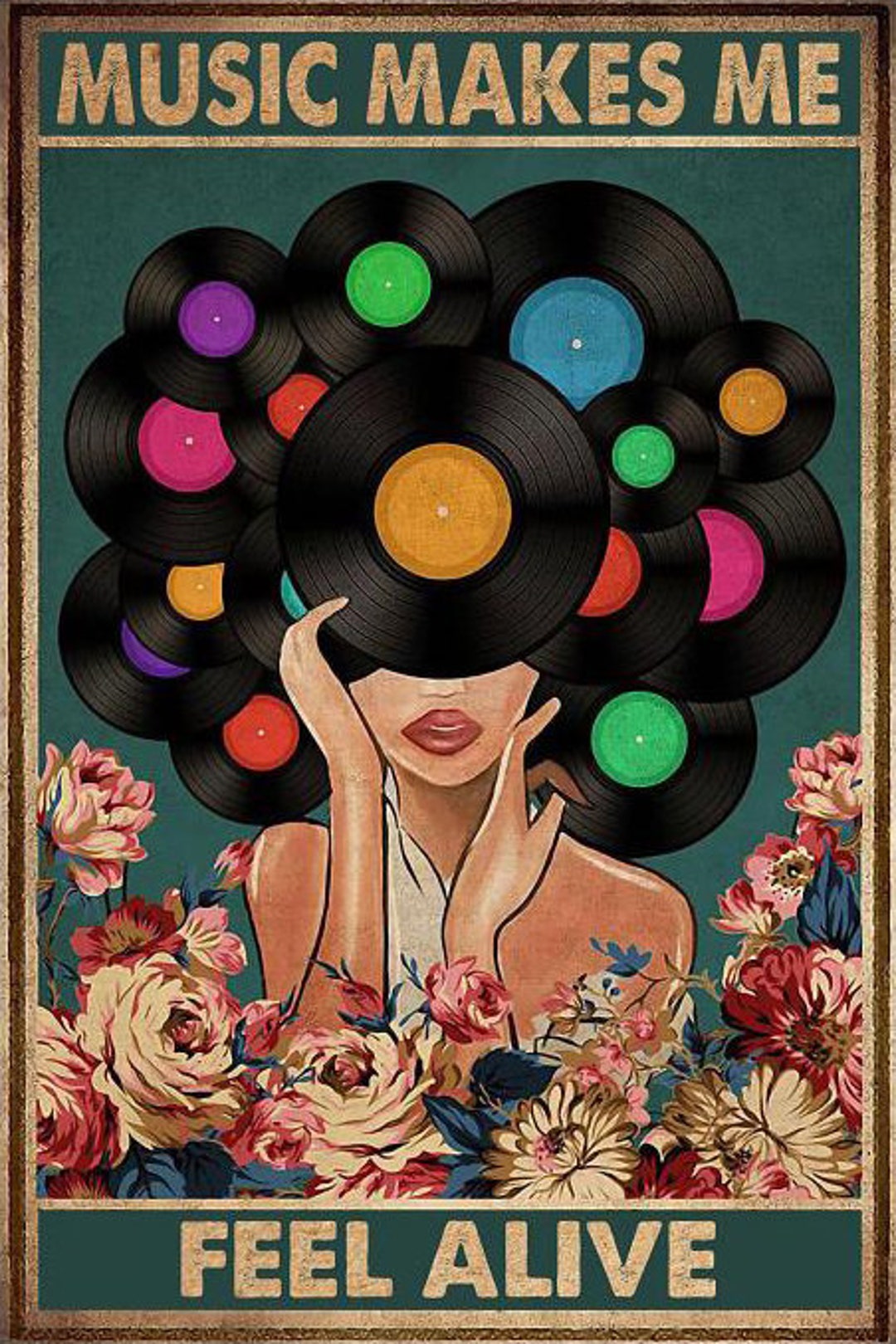 Vintage Girl Music Makes Me Feel Alive Home Decor Wall Decor - Etsy