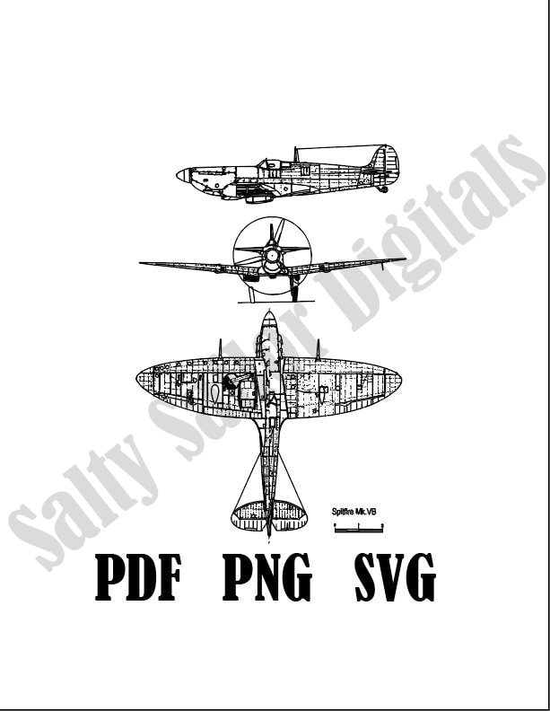 Spitfire Digital Download (SVG, PDF, PNG) - Etsy