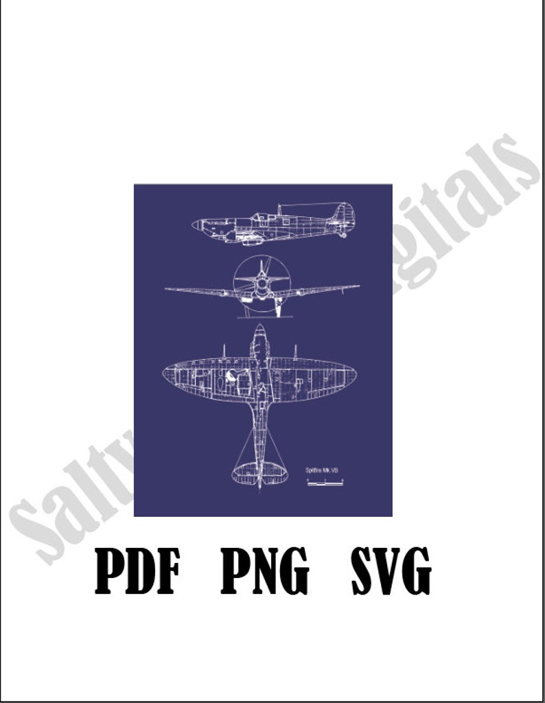 Spitfire Digital Download (SVG, PDF, PNG) - Etsy
