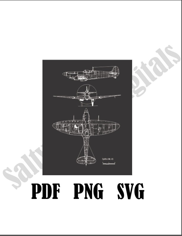 Spitfire Digital Download (SVG, PDF, PNG) - Etsy