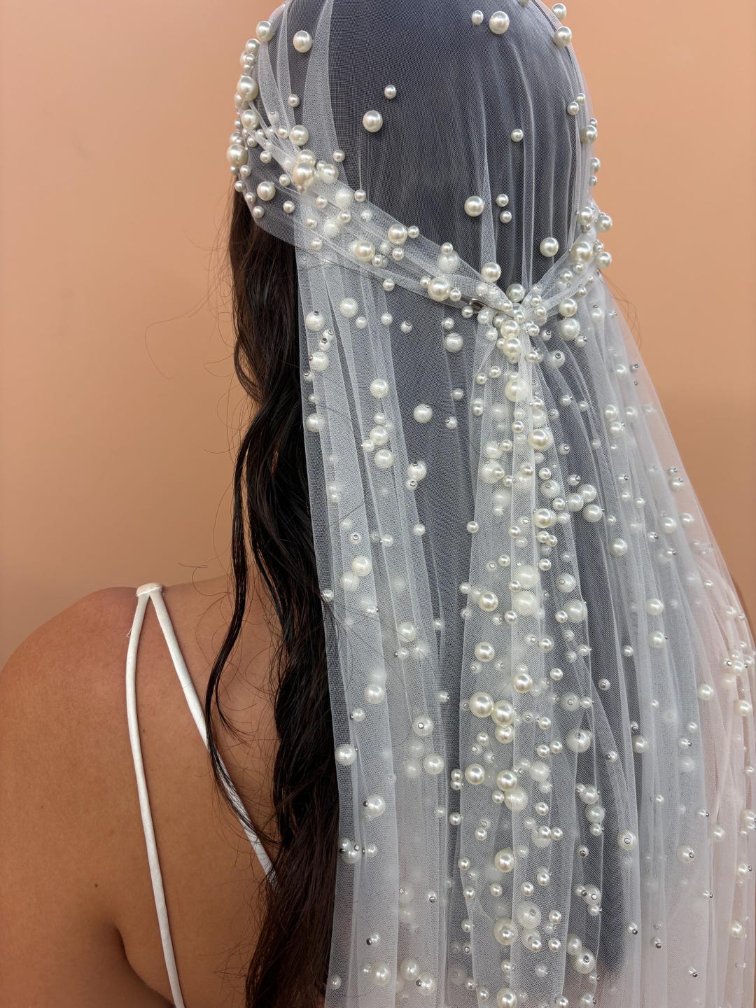 HARLA | Pearl Tulle Veil, Bridal Accessory - Etsy