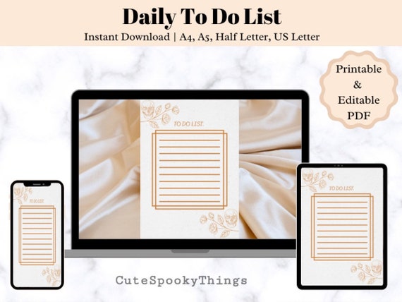 To Do List Fillable Printable Minimalist Neutral Skull - Etsy