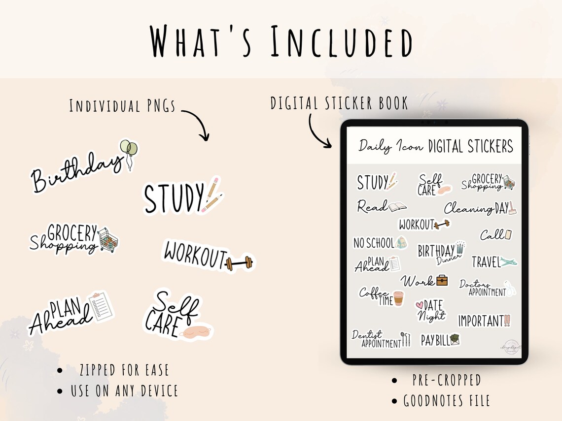 Everyday Life Stickers Daily Icons Stickers Goodnotes - Etsy