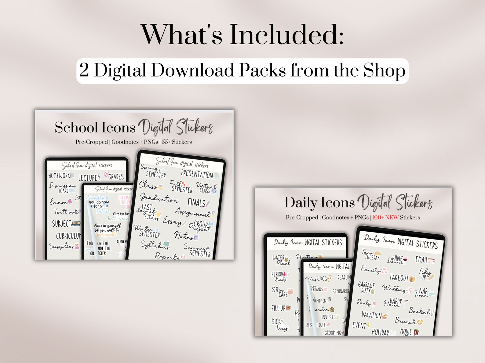 Good Notes Stickers, Digital Sticker Pack, School Planner Stickers ...