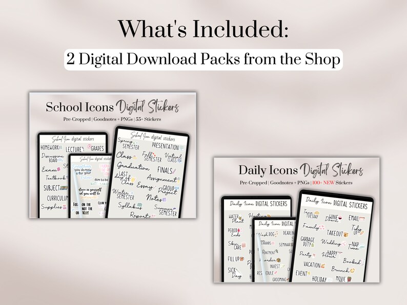 Good Notes Stickers, Digital Sticker Pack, School Planner Stickers ...