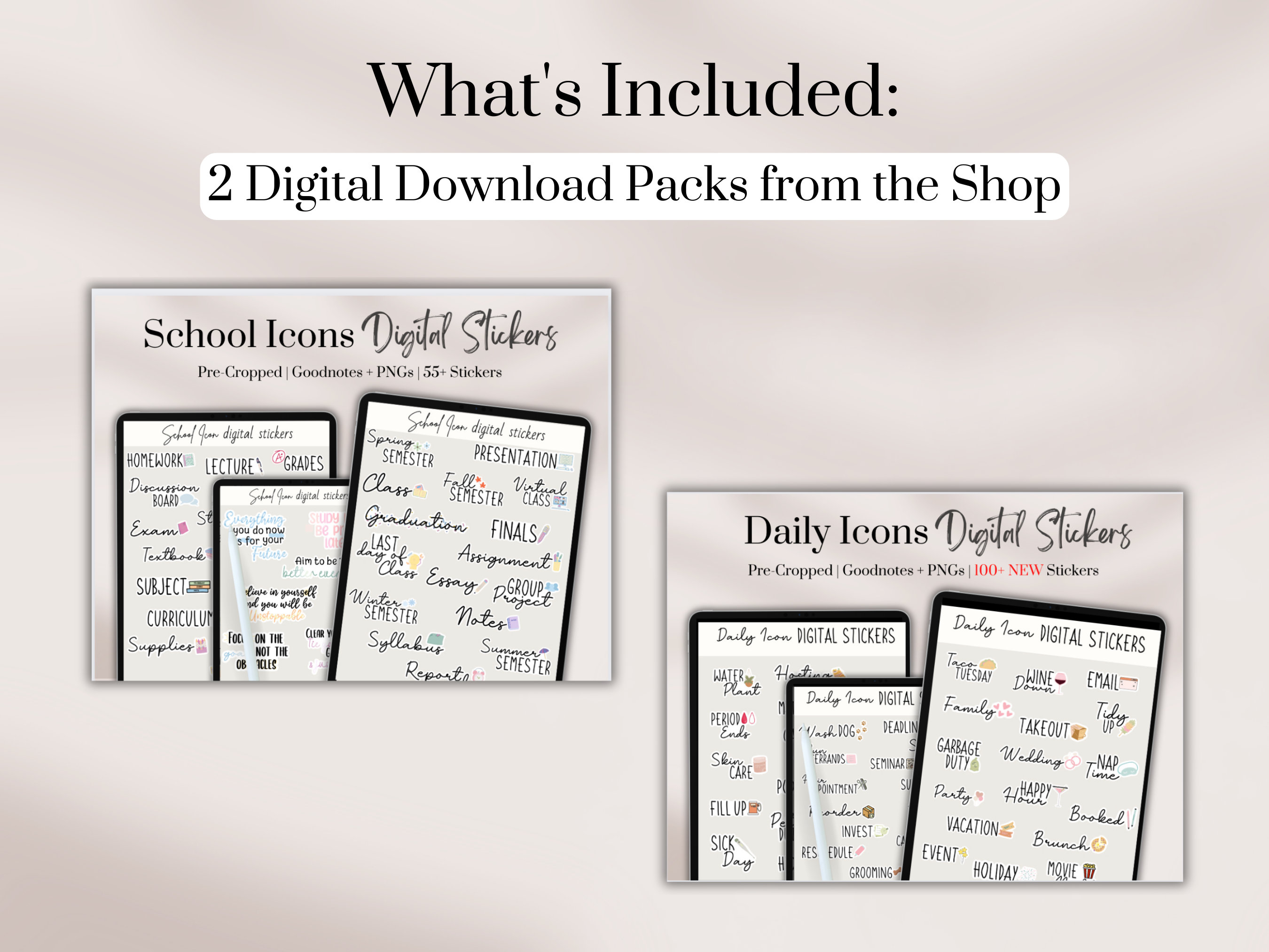 Good Notes Stickers, Digital Sticker Pack, School Planner Stickers ...