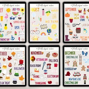 Goodnotes Calendar Stickers | Holiday Planner Stickers | Monthly ...