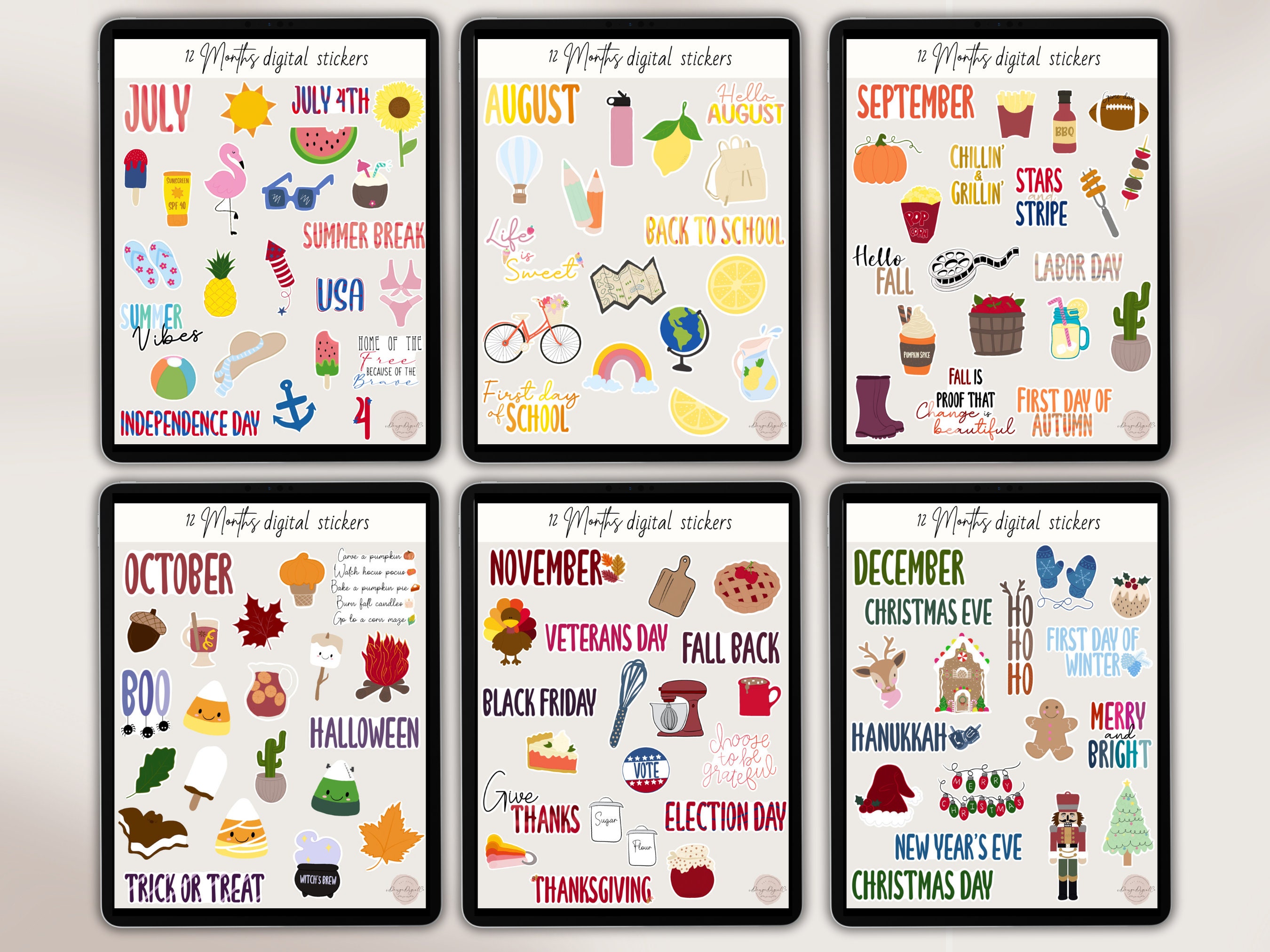 Goodnotes Calendar Stickers Holiday Planner Stickers - Etsy