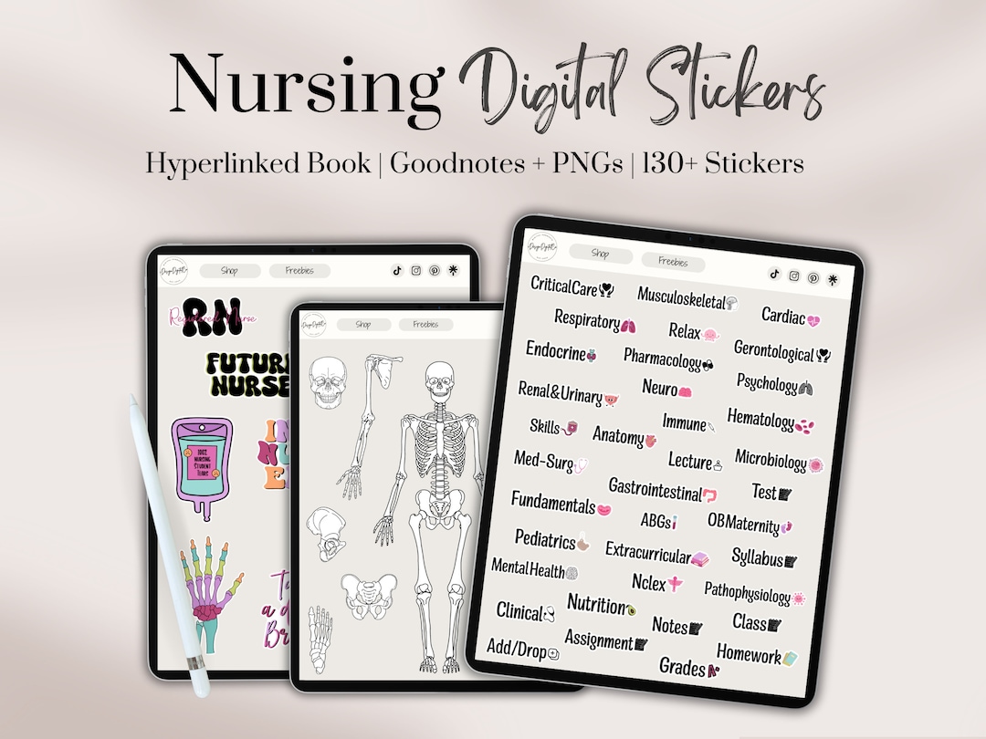 Nursing Digital Stickers, Nursing Stickers for Planner, Nursing Student ...