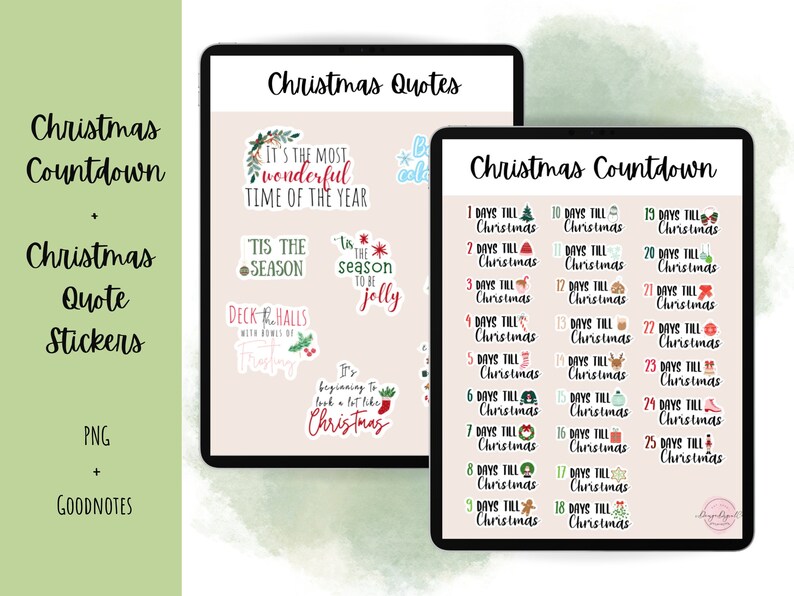Christmas Countdown Digital Stickers for Goodnotes Christmas - Etsy