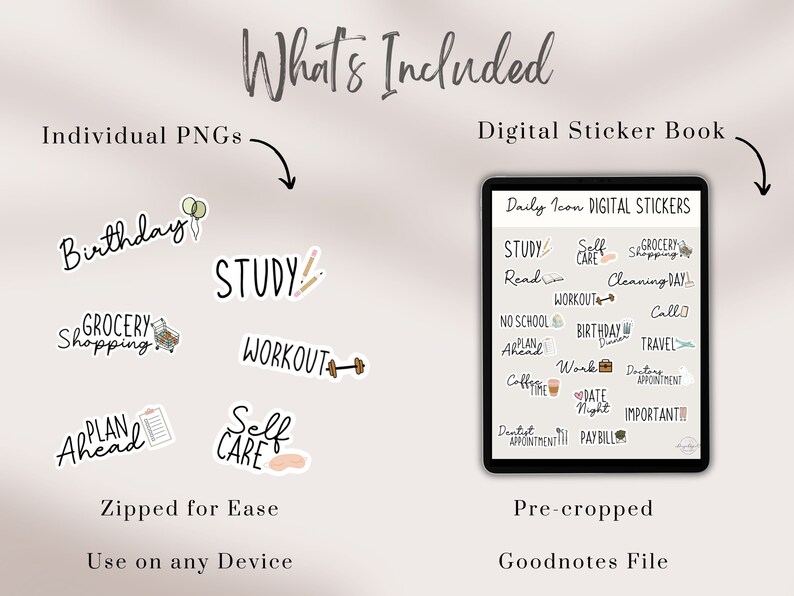 Everyday Life Stickers Daily Icons Stickers Goodnotes - Etsy