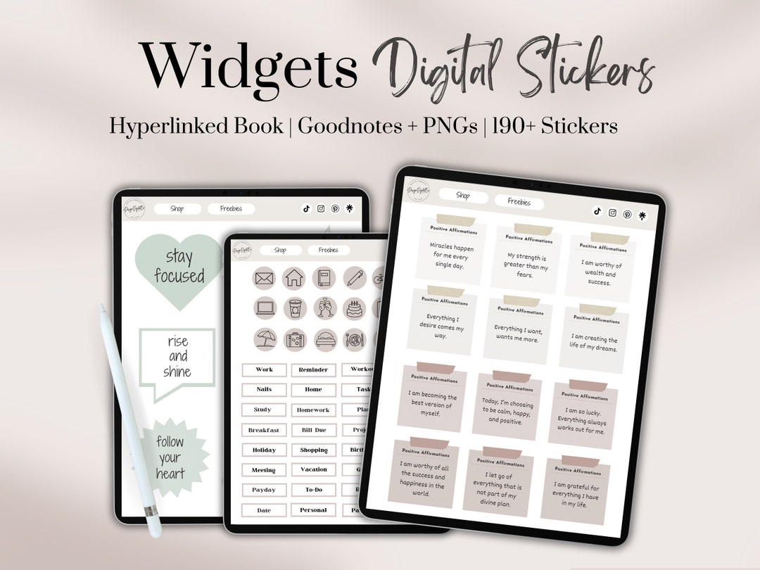 Widget Digital Stickers, Good Notes, Good Notes Planner Stickers ...