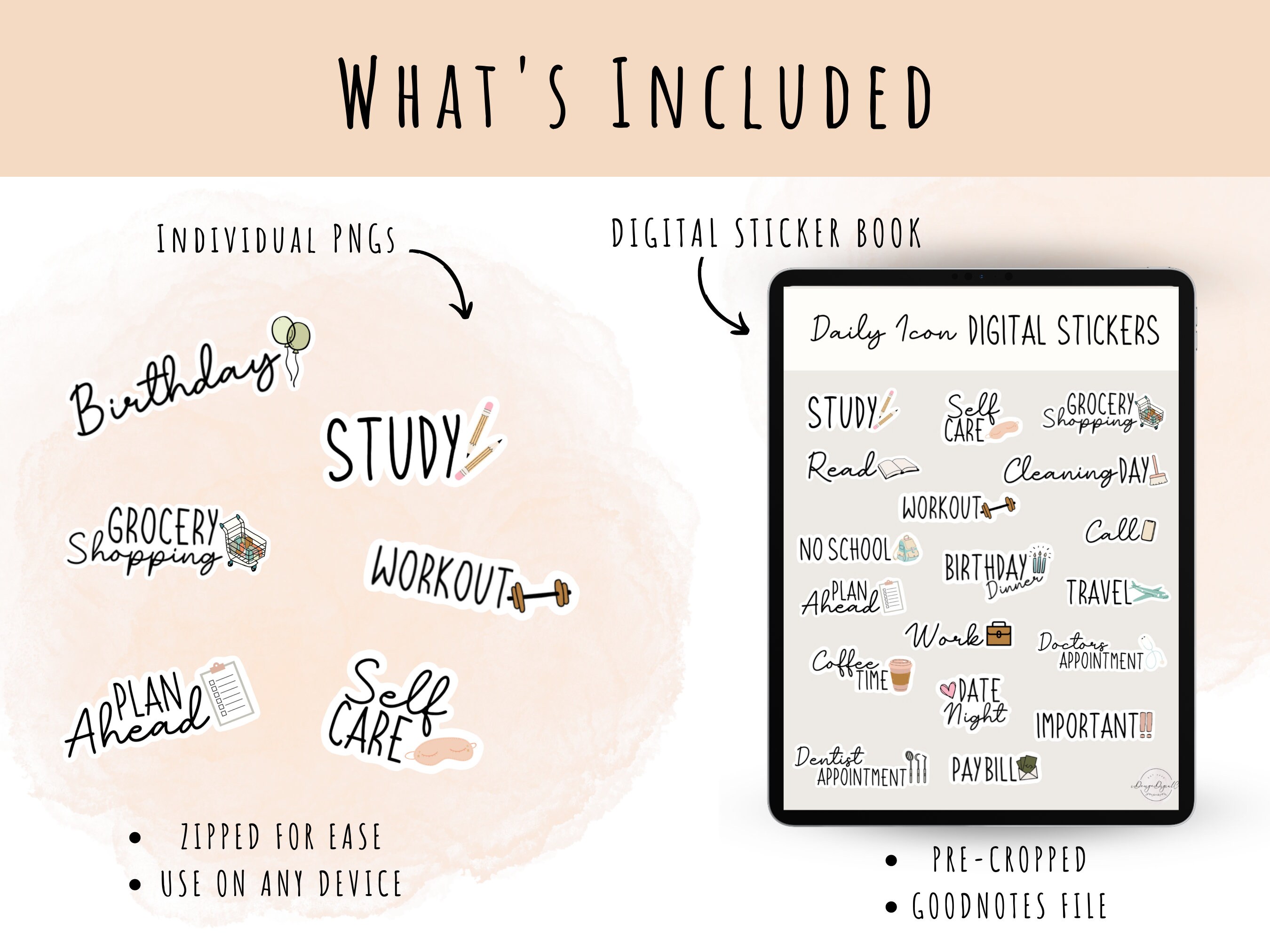 Everyday Life Stickers Daily Icons Stickers Goodnotes - Etsy