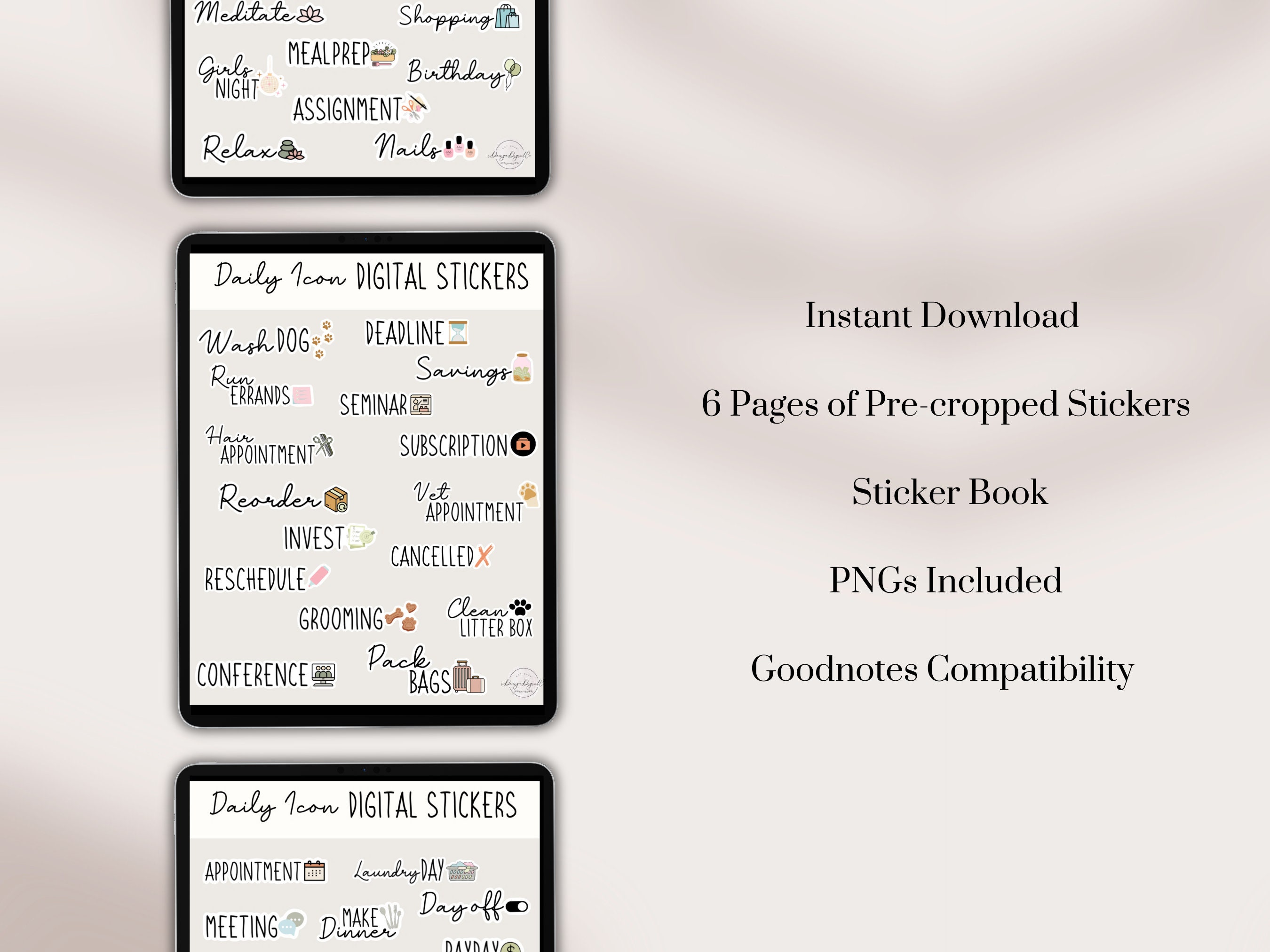 Everyday Life Stickers Daily Icons Stickers Goodnotes - Etsy