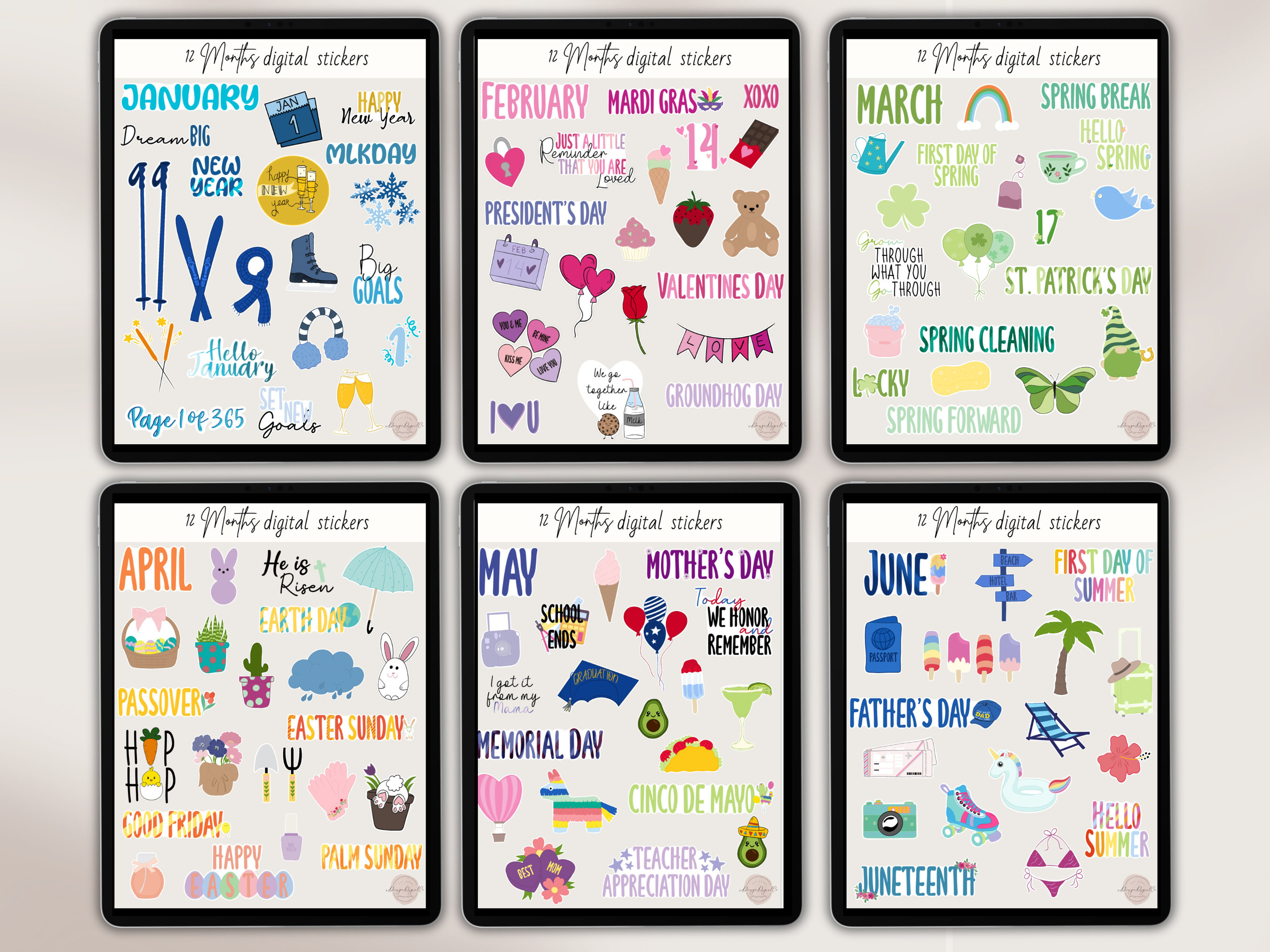 Goodnotes Calendar Stickers Holiday Planner Stickers - Etsy