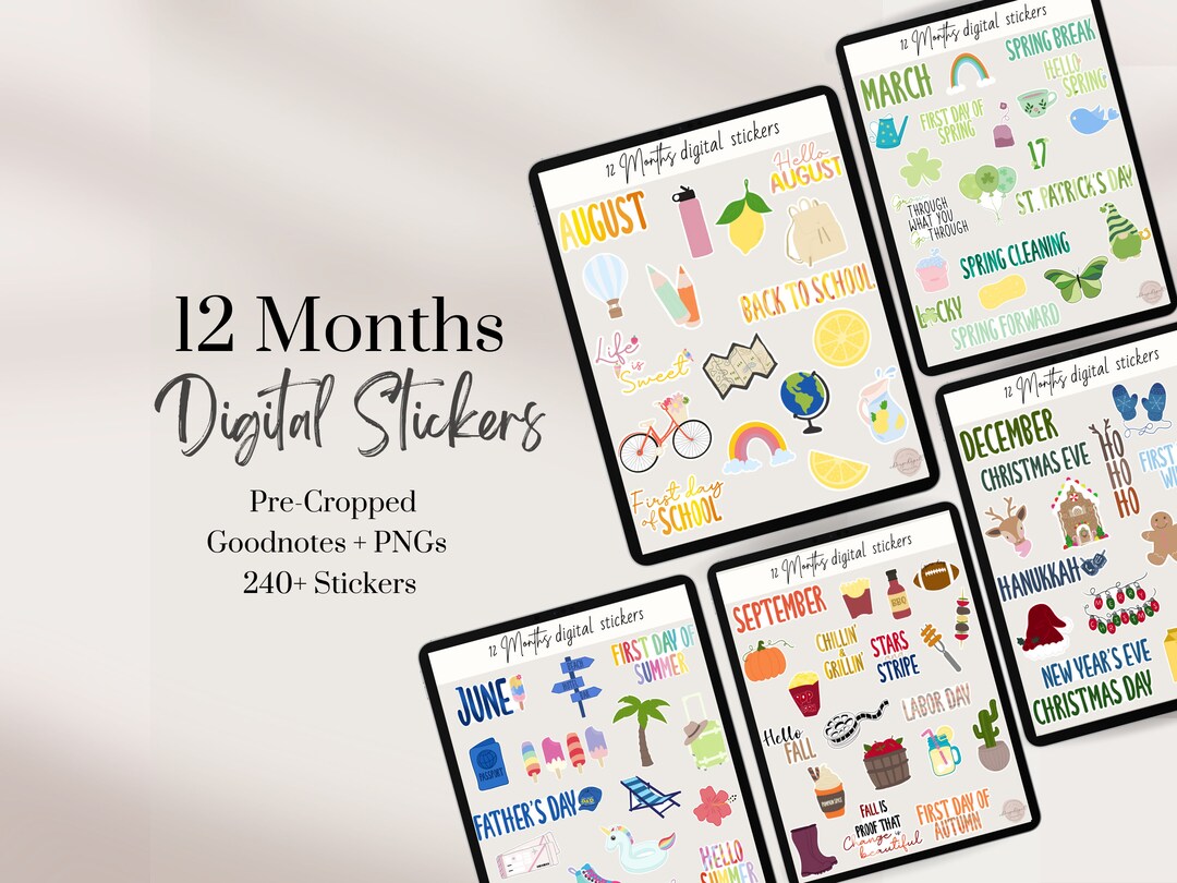 Goodnotes Calendar Stickers | Holiday Planner Stickers | Monthly ...