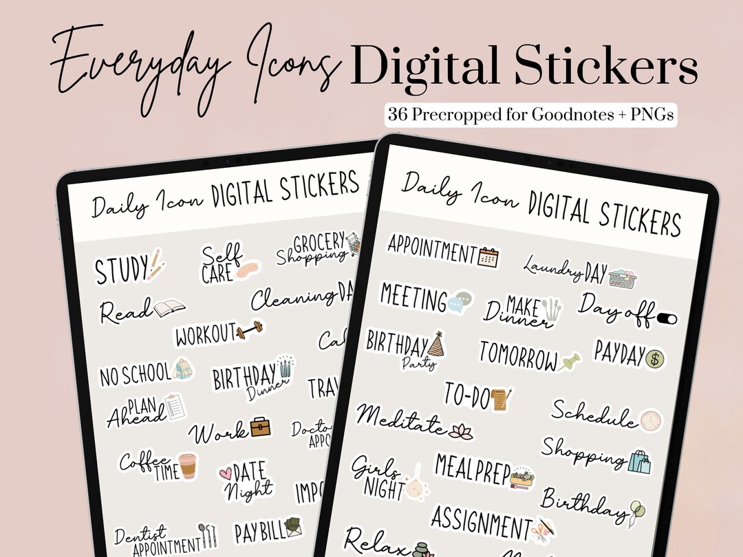 Everyday Life Stickers Daily Icons Stickers Goodnotes - Etsy