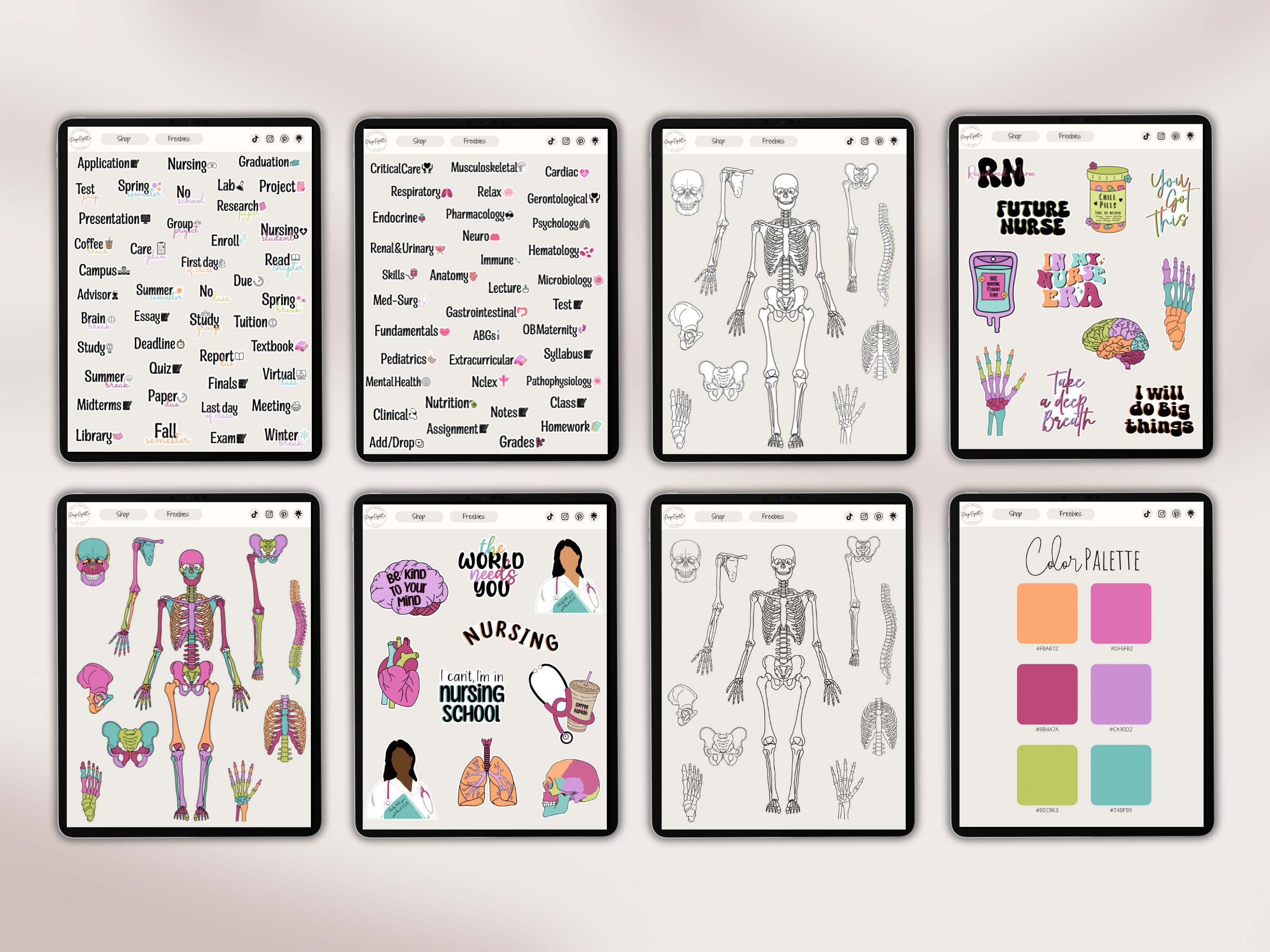 Nursing Digital Stickers, Nursing Stickers for Planner, Nursing Student ...