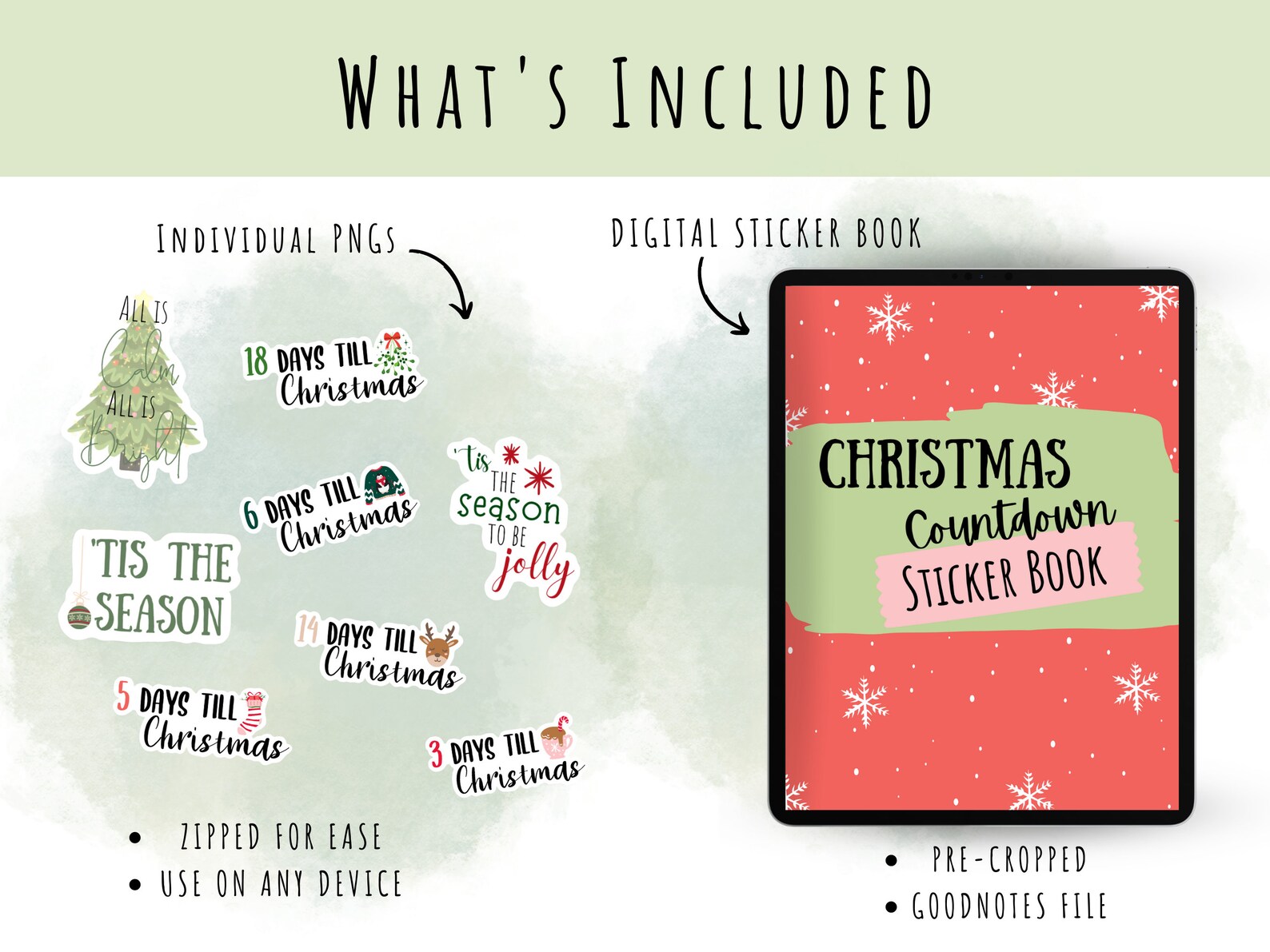 Christmas Countdown Digital Stickers for Goodnotes Christmas - Etsy