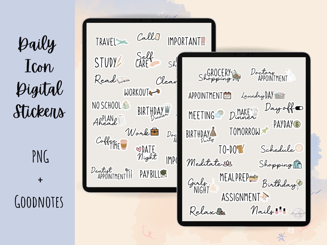 Everyday Life Stickers Daily Icons Stickers Goodnotes - Etsy