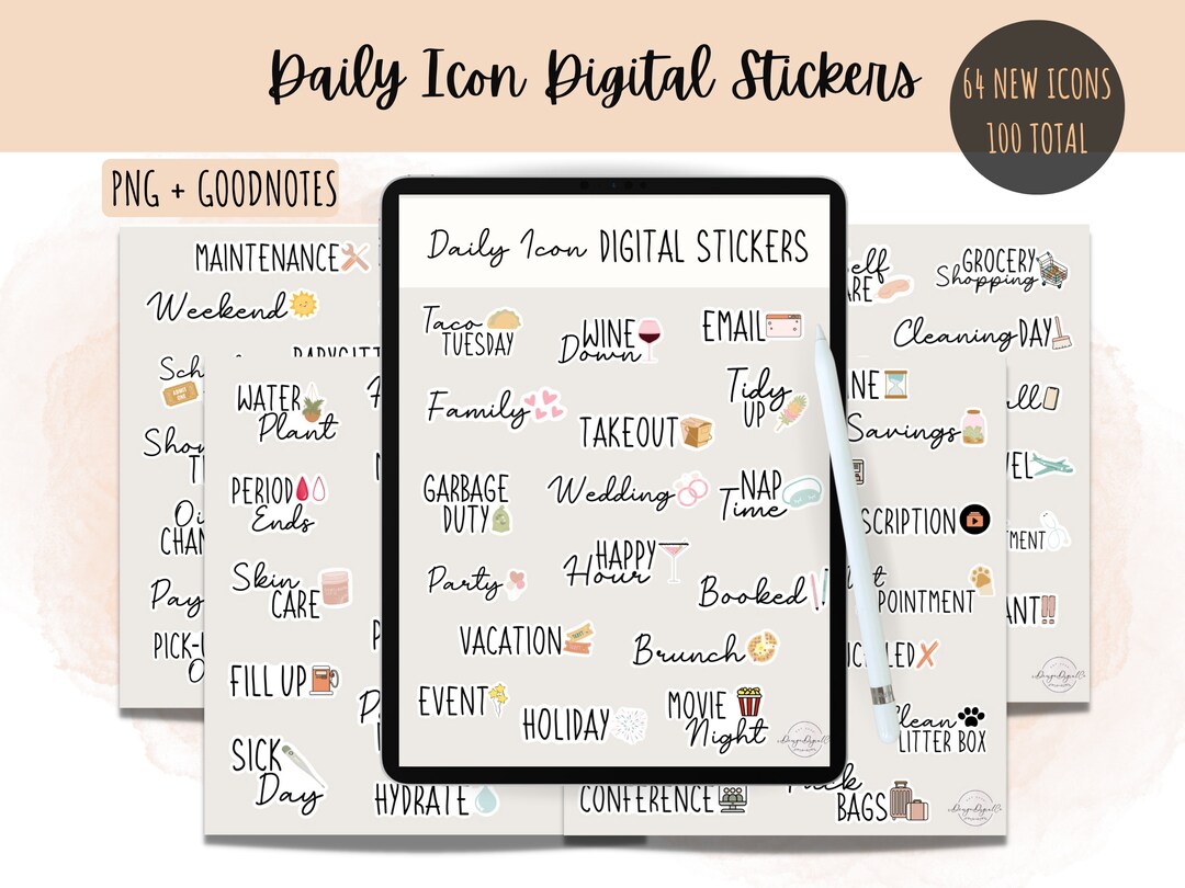 Everyday Life Stickers Daily Icons Stickers Goodnotes - Etsy