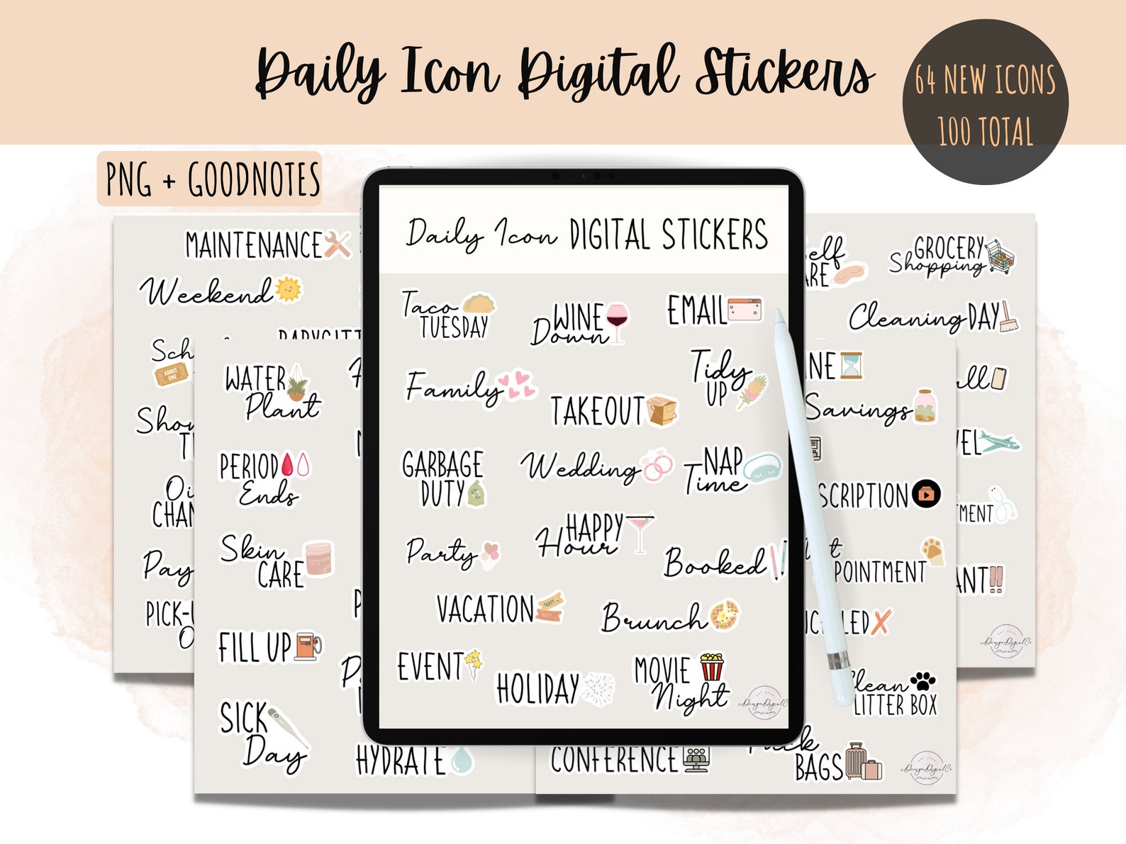 Everyday Life Stickers Daily Icons Stickers Goodnotes - Etsy