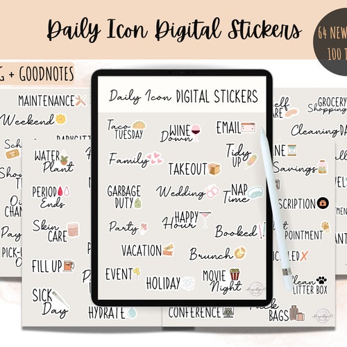 Everyday Life Stickers Daily Icons Stickers Goodnotes - Etsy