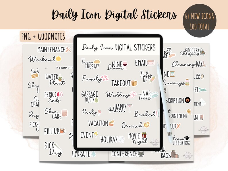 Everyday Life Stickers Daily Icons Stickers Goodnotes - Etsy
